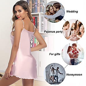 Litherday Women's 3 Pack Satin Nightgown Sexy Negligee Lingerie Dress Chemise Nightwear Spaghetti Strap Sleepwear