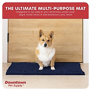 My Doggy Place Microfiber Dog Mat for Muddy Paws, 31" x 20" Navy Blue with Paw Print - Absorbent and Quick-Drying Dog Paw Cleaning Mat, Washer and Dryer Safe - Non-Slip Rubber Backed Pet Mat, Medium