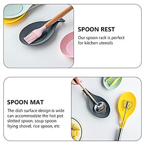 Cabilock 2pcs Silicone Spoon Mat Cooking Spoon Holder Metal Spoon Rest Soup Ladle Holder Large Spatula Holder Cutlery Rest Chopstick Silicon Utensils Tablespoon Silica Gel Food Grade