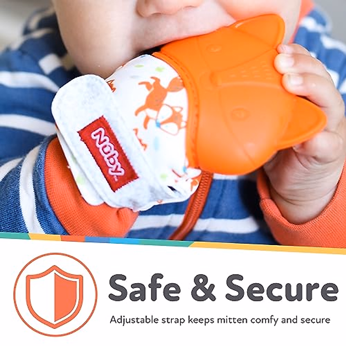Nuby Happy Hands Silicone Teething Mitten - Baby Teething Toy - 3+ Months - Fox