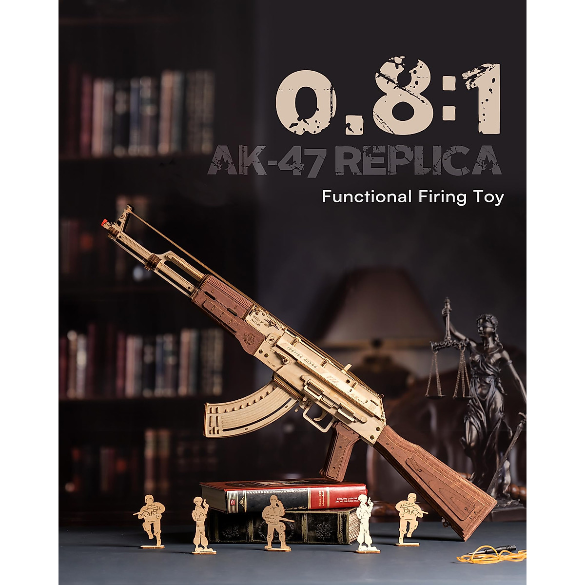 ROKR 3D Puzzles for Adults, Wooden 3D Puzzle Model AK47 Rubber Bands Gun Toys Building Kits, DIY Wood Crafts Cool Toy Hobbies for Men Women, Creative Assembly Gifts