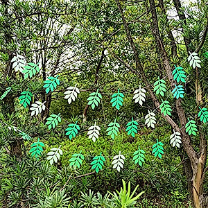 Mybbshower Green Paper Leaf Garland for Spring Party Backdrop 30 Ft Banner Birthday Wedding Decoration
