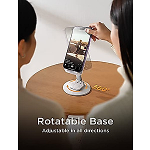 LISEN 360 Degree Rotation Cell Phone Stand Holder for Desk, Foldable, Adjustable, Ergonomic, Portable, Pocket Friendly, Slim Profile, Compatible with iPhone 14, iPad Tablet 4-10"