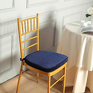 TABLECLOTHSFACTORY 2&quot; Thick Navy Blue Chair Pad Skid Proof Backing Seat Cushion with Premium Velvet Fabric