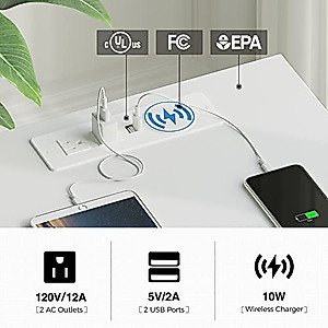 Rolanstar End Table with Wireless Charger, Sturdy Side Table with Charging Station and Drawer, 2 Tier Open Shelf and Large Storage, Bedside Table, Nightstand for Living Room, Bedroom