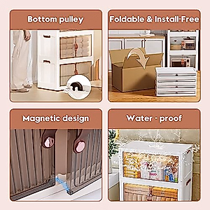 Storage Bins with Lids,Collapsible Closet Organizers with Double Door,Foldable Toy Storage with front opening.Dorm Room Essentials,12Gal Folding Car Organizer.