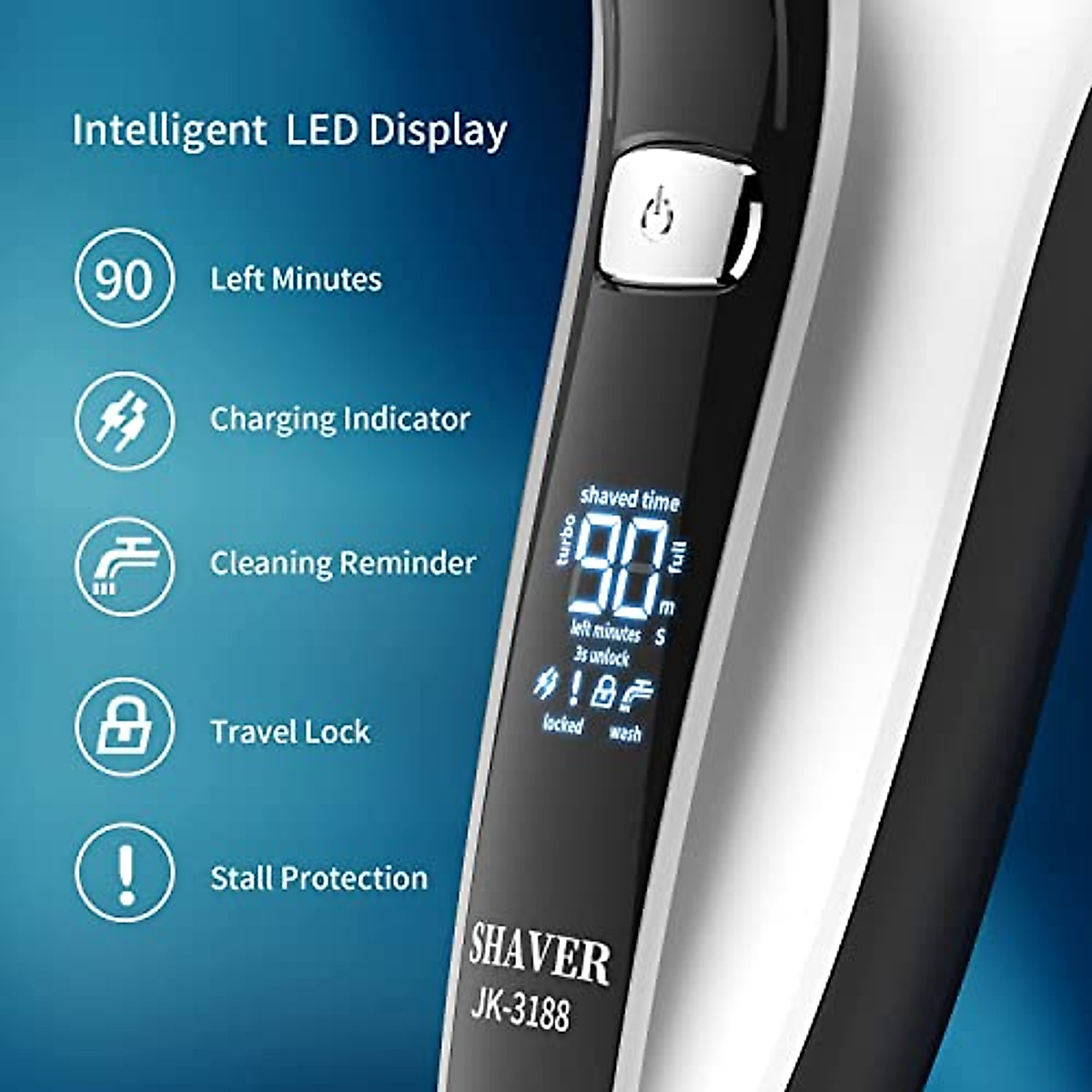 Electric Shavers Men, Mayeec Electric Shaver for Men Cordless Rechargeable,Electric Razor for Men Wet&Dry Waterproof,Mens Shaver with Pop-up Beard Trimmer,Rotary Shaver with LED Display Travel Lock