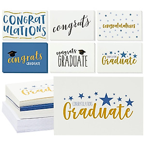 Juvale Graduation Cards Bulk Assortment - 36 Pack Congratulations Greeting Cards with Envelopes 4x6, 6 Designs - 2024 Graduation Party Supplies