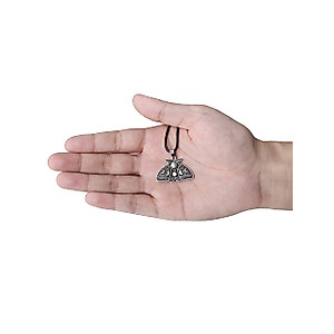 HAQUIL Moth Necklace, Moon Phase Moth Pendant, Faux Leather Cord, Wiccan Moth Jewelry Gift for Women