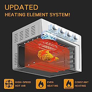 WEESTA Large Air Fryer Toaster Oven, 24 QT, 7-in-1 Convection Oven with Roast, Bake, Broil, 4 Accessories and E-Recipes, 450°F, 1500W, Silver