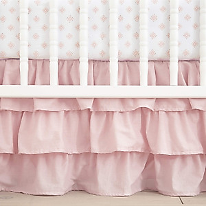Levtex Baby - Willow Crib Bed Set - Baby Nursery Set - Pink - Soft Rosette Pintuck - 5 Piece Set Includes Quilt, Fitted Sheet, Diaper Stacker, Wall Decal & Crib Skirt/Dust Ruffle