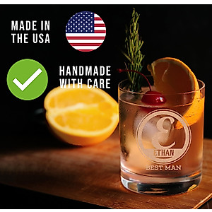 Personalized Etched 11oz Whiskey Glass - Custom Engraved Bourbon Christmas Gifts for Men, Dad Scotch Drinking Birthday Glasses, Groomsmen, Liquor Cocktail Rocks Old Fashioned, Bratton Monogram