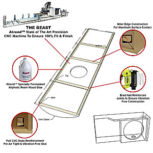 Bbox Single Sealed 10 Inch Subwoofer Enclosure - Accu-Tuned Sealed Subwoofer Boxes & Enclosures - Subwoofer Box Improves Audio Quality, Sound & Bass - Fits 2004 - 2008 Ford F150 Super Crew / Super Cab