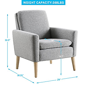 Lohoms Accent Chair Set of 2 Fabric Upholstered Comfy Arm Chair Mid-Century Modern Chair for Living Room, Bedroom, Dorm Furniture, Home Padded Seat Sofa Chair with Wood Legs Grey