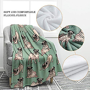Jekeno Pug Dog Blanket Cartoon Smooth Soft Print Blanket Kid Baby for Sofa Chair Bed Office Travelling Camping 50"x60"