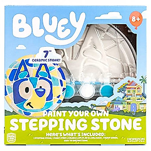 Bluey Paint Your Own Stepping Stone, Design 7 DIY Stepping Stone Art, Fun Stepping Stone Kit for Kids, Less Mess Paintable Stepping Stones Art Set, Great Summer Activity for Kids Ages 8, 9, 10, 11