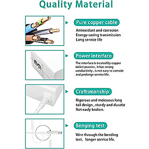 Power Cord Replacement DC18V 3A Charger Compatible with Cricut Cutting Machine Explore Air 2/Maker/Explore/Explore Air/Explore One/Expression/Expression 2/Create/Cake/Mini/Cake Mini/Original… (White)