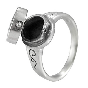 Dryad Design Sterling Silver Crescent Moon Pentacle Pentagram Poison Locket Ring Size 10