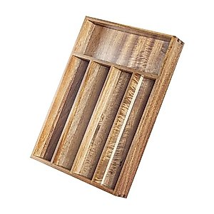 KITEISCAT Acacia Wood Silverware Organizer, Kitchen Utensil Drawer Organizer for Forks, Knives & Spoons, 5-Compartment Cutlery Tray, Flatware Holder