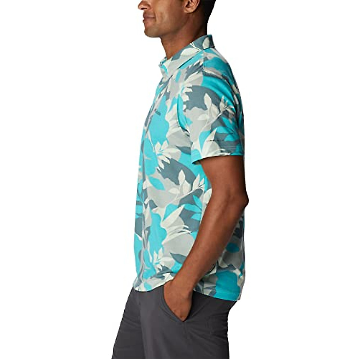 Columbia Men's Thistletown Hills Polo, Ice Green Floriated, Small
