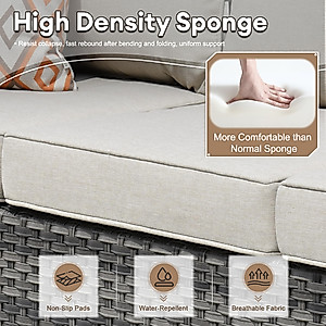 XIZZI Patio Loveseat Grey Wicker Outdoor Love Seat 2 Seater Sofa for Balcony,Deck,Yard and Garden,Beige