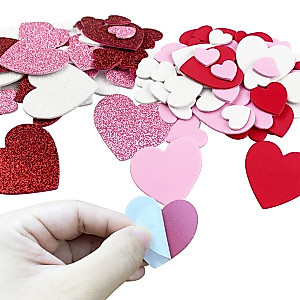 QINGQIU Valentines Day Crafts Set with 100 Heart Doilies, 4 Bags Foam Heart Stickers for Valentines Day Decor Kids Decoration Gifts Party Supplies