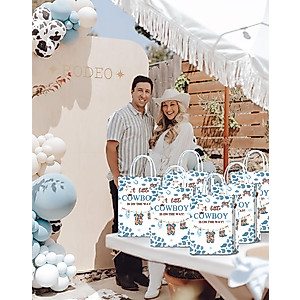YanZonic 16Pcs A Little Cowboy Is on The Way Decorations Party Thank You Bags - Versatile Cowboy Baby Shower Supplies, Cowboy Baby Shower Decorations, A Little Cowboy Is on The Way Goodie Bags