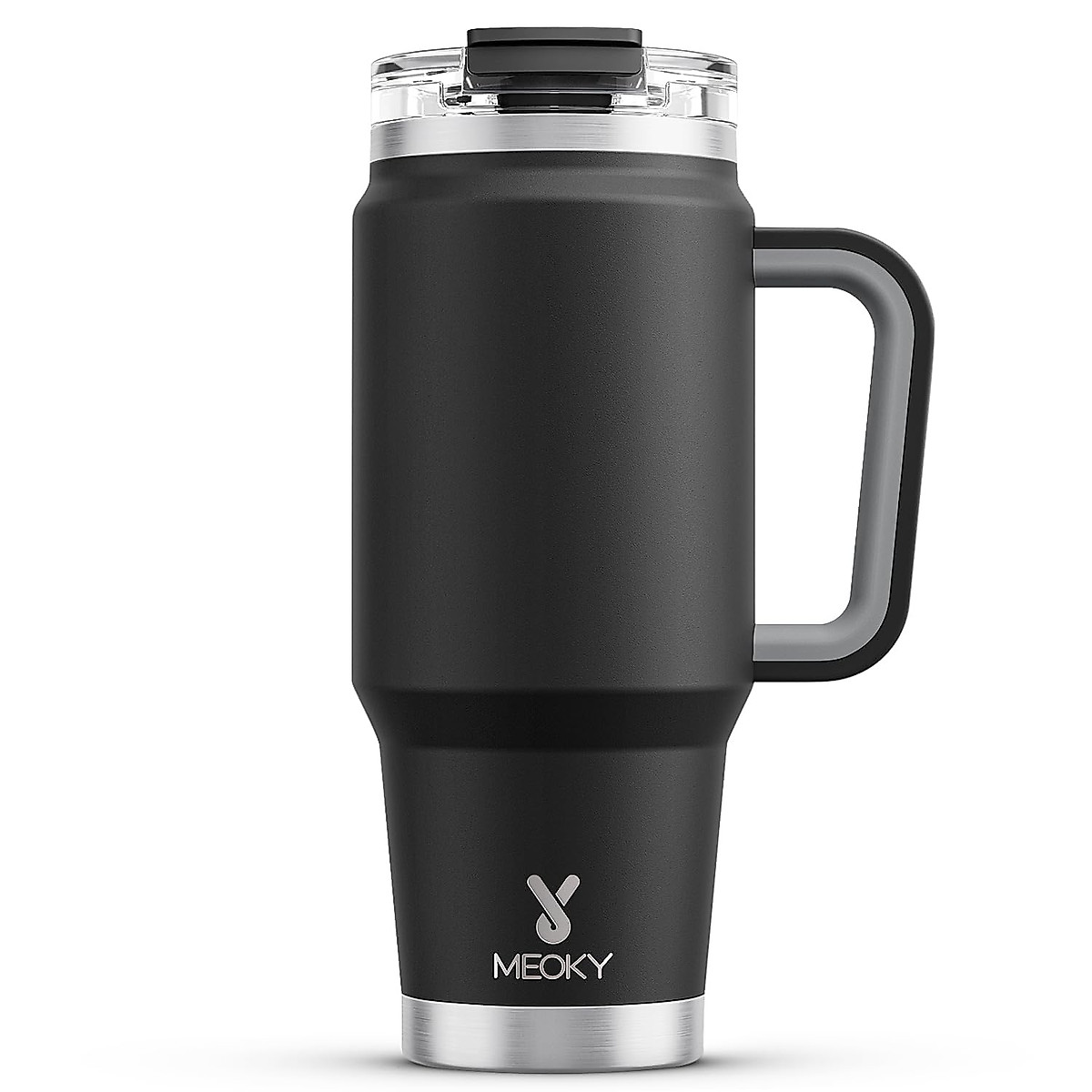 Meoky 32 oz Tumbler with Handle, Insulated Tumbler with Lid and Straw, Stainless Steel Travel Mug, Keeps Cold for 24 Hours, 100% Leak Proof, Fits in Car Cup Holder (Night)