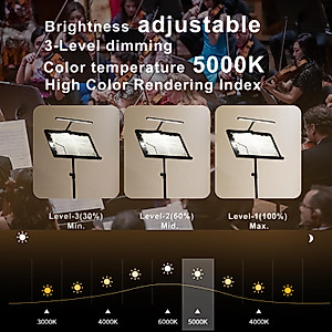 AETEE Super Bright Music Stand Lights LED Clip On Light Rechargeable Built-in 4000mAh Lithium Battery Operated Long-Lasting USB-C Eye-Care Clamp Lamp Foldable for Sheet Music