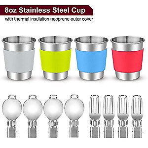 Odoland 22pcs Camping Cookware Mess Kit, Large Size Hanging Pot Pan Kettle with Base Cook Set for 4, Cups Dishes Forks Spoons Kit for Outdoor Camping Hiking Picnic