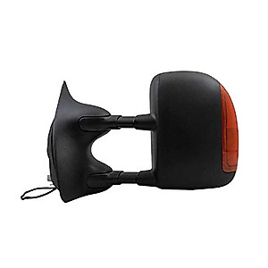 AutoShack KAPFO1320268 Driver Towing Mirror Power Black Textured Heated Manual Folding Replacement for 2001-2005 Ford Excursion 2003-2007 F-250 Super Duty F-350 Super Duty 5.4L 6.0L 6.8L 7.3L 4WD RWD