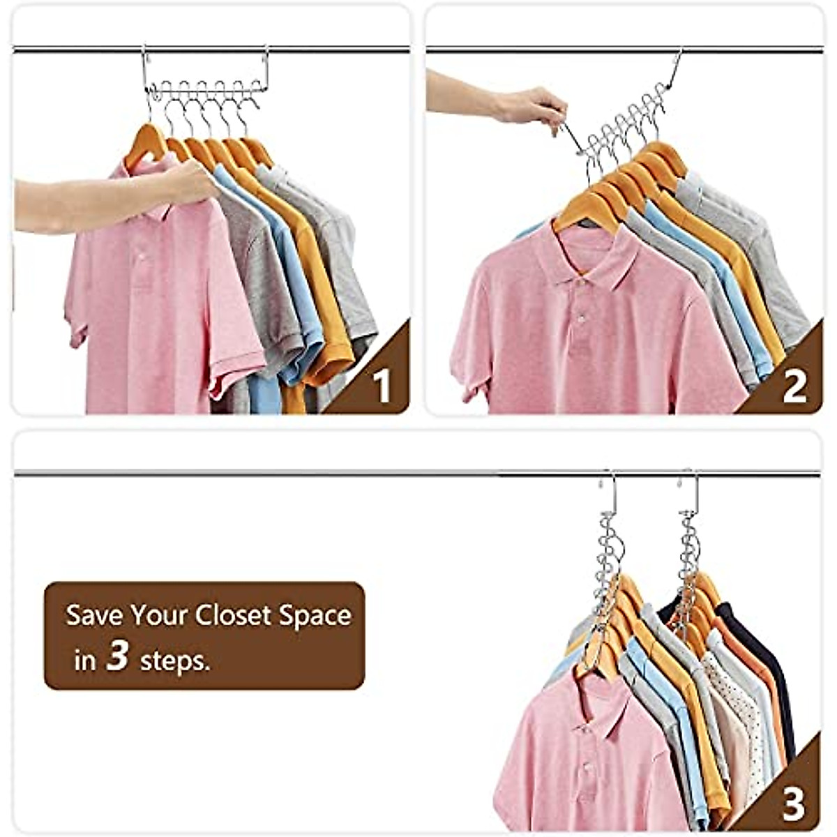 LuxuryFuel Magic Hangers Space Saving Hangers for Clothes Hangers Space Saving Wardrobe Clothing Hanger Oragnizer Closet Space Saver Hangers(4 Pack)