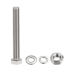 uxcell M10 x 80mm Hex Head Screws Bolts, Nuts, Flat & Lock Washers Kits, 304 Stainless Steel Fully Thread Hexagon Bolts 4 Sets