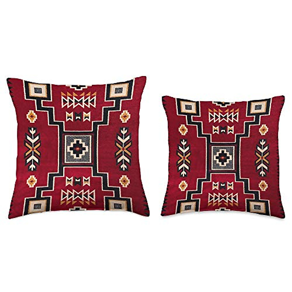 Desert Cactus Co. Red & Black & Earthy Brown Southwestern Aztec Pattern Throw Pillow, 18x18, Multicolor