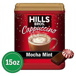 Hills Bros. Instant Cappuccino Mix, Mocha Mint Cappuccino Mix – Enjoy Coffeehouse Flavor from Home – Cappuccino with Minty Notes (15 Ounces)