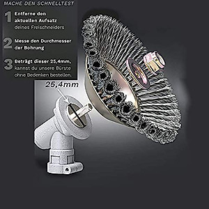 BGTOOL 6 inch Rotary Weed Brush Joint Twist Knot Steel Wire Wheel Brush Disc Trimmer Head 25.4mm x 150mm Universal fit Straight Shaft Trimmer for Sthil Honda etc