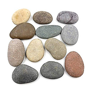 12 Extra-Large Rocks for Painting – Multi-Colored Craft Rock Painting Stones, 3.5” - 4.5” inch Smooth and Flat, Non-Porous Painting Rocks, 100% Natural River Rocks for Mandala and Kindness Stones