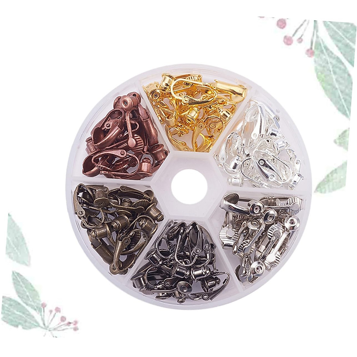 COHEALI 72 Pcs Non- Pierced Ears Ear Ring Non- Pierced Earring Clips Aretes Ear Clips Clip- on Earring Base DIY Earring Clips Inears Jewelry Accessories Non-Piercing Jewelry Material Boxed