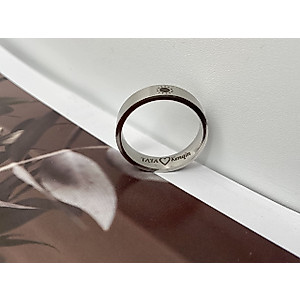 Personalized Matching Rings for Couples Sun and Moon Rings Heart Promise Couple Ring Customized Black Engagement Wedding Ring Band Sets Valentine's Day Jewelry Christmas Gift (Custom Silver Couples Sun and Moon Rings)