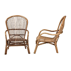 Baxton Studio Varali Chair, Set of 2, Natural Brown