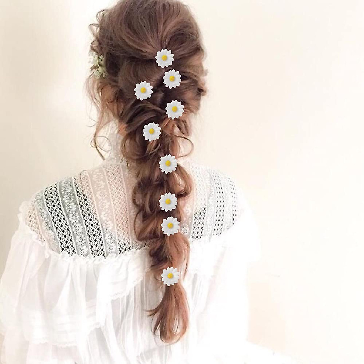 [12 Packed] Women Sweet Daisy Hairpin Side Bridesmaid Hair Clip Beach Wedding Flower Hair Accessory