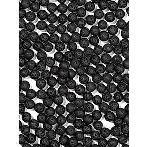 Cousin DIY Natural Black Lava Stone Loose Round 8mm Aromatherapy Beads for Essential Oils and DIY Jewelry Making