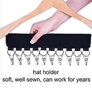 PUPOPIK 2 Pack Hat Rack for Baseball Caps Hat Organizer, 10 Hat Storage Clips for The Storage of Hats in The Closet and Room, Hat Rack Organizer - Fits All Size Hangers,Black (BLACK-2PACK)