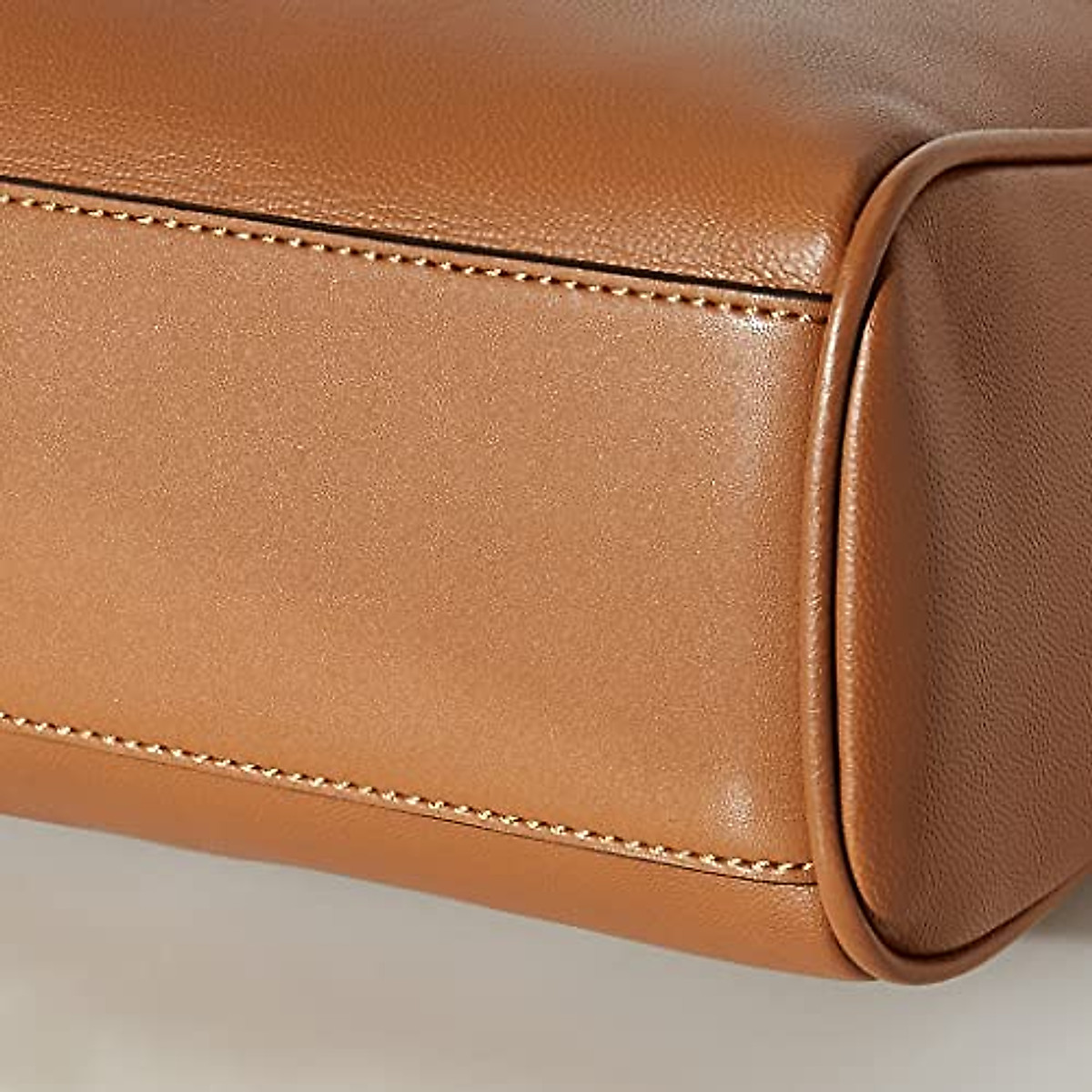 Calvin Klein Soft Lock Lamb Leather Large Convertible Crossbody Shoulder Bag, Caramel