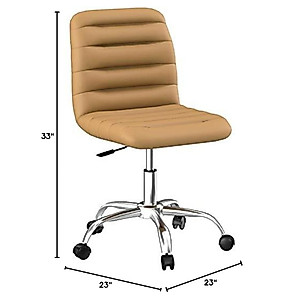 Modway Ripple Ribbed Armless Mid Back Swivel Computer Desk Office Chair In Tan