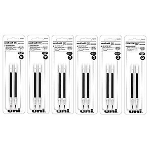 Uni-Ball Signo 207 Gel Pen Refills, 0.7mm, Medium Point, Black Ink, Pack of 12
