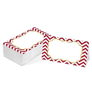 Table Place Card, Christmas Themed Tent Style Cards, Pack of 25 Half-Fold Reception Place Card, Perfect for Christmas Party, Wedding, Bridal & Baby Shower, Birthday, Banquet and Special Events B06