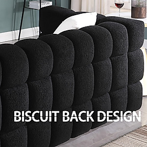 Dolonm Cloud Sofa Couch, Bouclé Fabric Couches for Living Room 84 Inch Modern Sofa for Apartment, Black