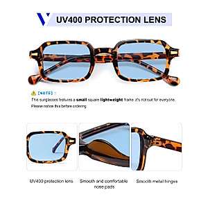 VANLINKER Retro Rectangle 90s Sunglasses for Women Men Trendy Small Square Vintage Shades VL9749 Tortoise/Blue Tinted Lens