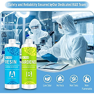 Clear Epoxy Resin Art Resin Kit 16 oz Crystal Jewelry Resin 2 Part Epoxy Resin Kit with Bonus Measuring Cups Sticks Spreader and Gloves